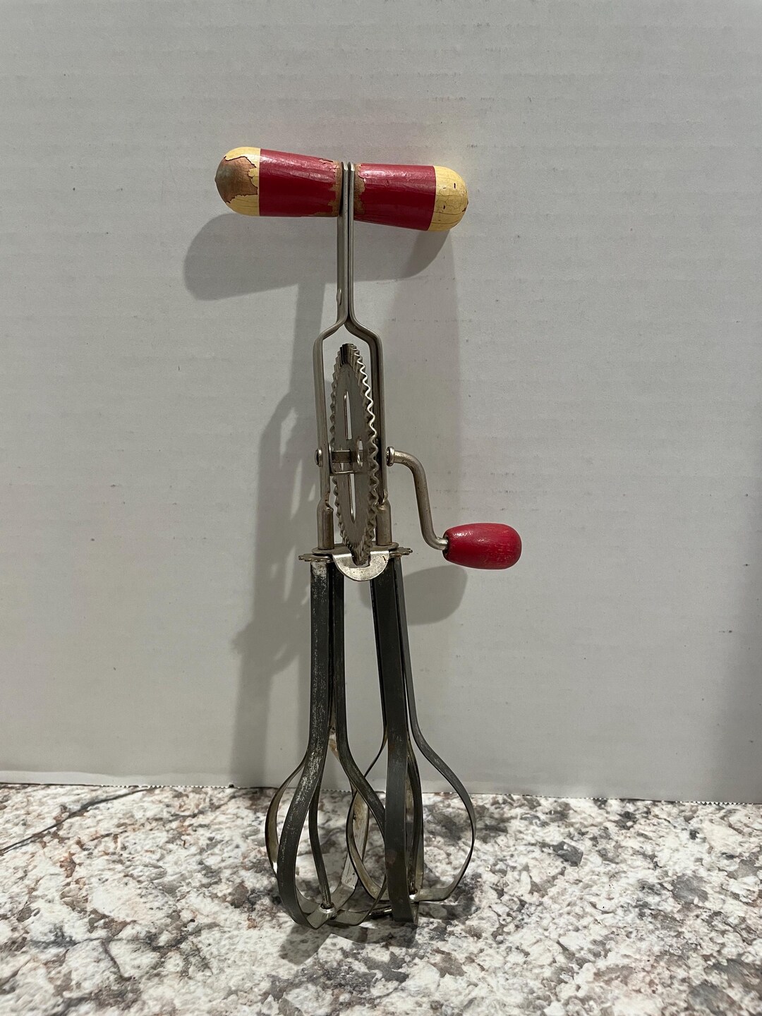 Vintage Ekco Wood Red Handle Hand Mixer - Etsy