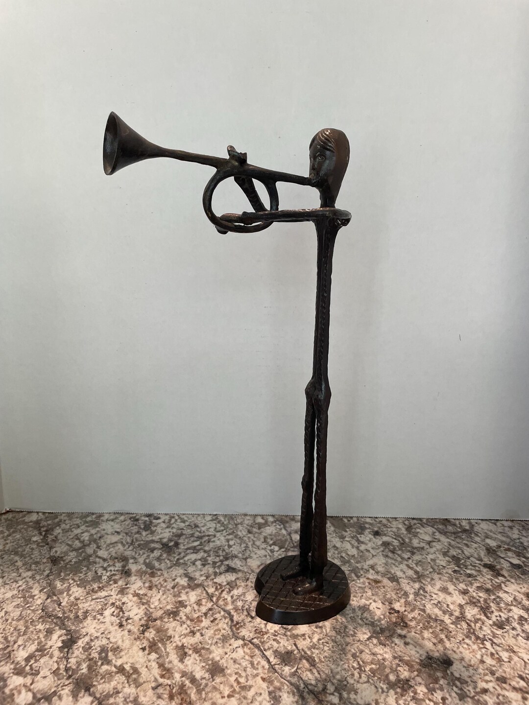 Vintage Cast Iron Trumpeter Statue - Etsy