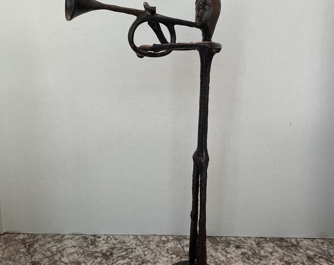 Vintage Cast Iron Trumpeter Statue - Etsy