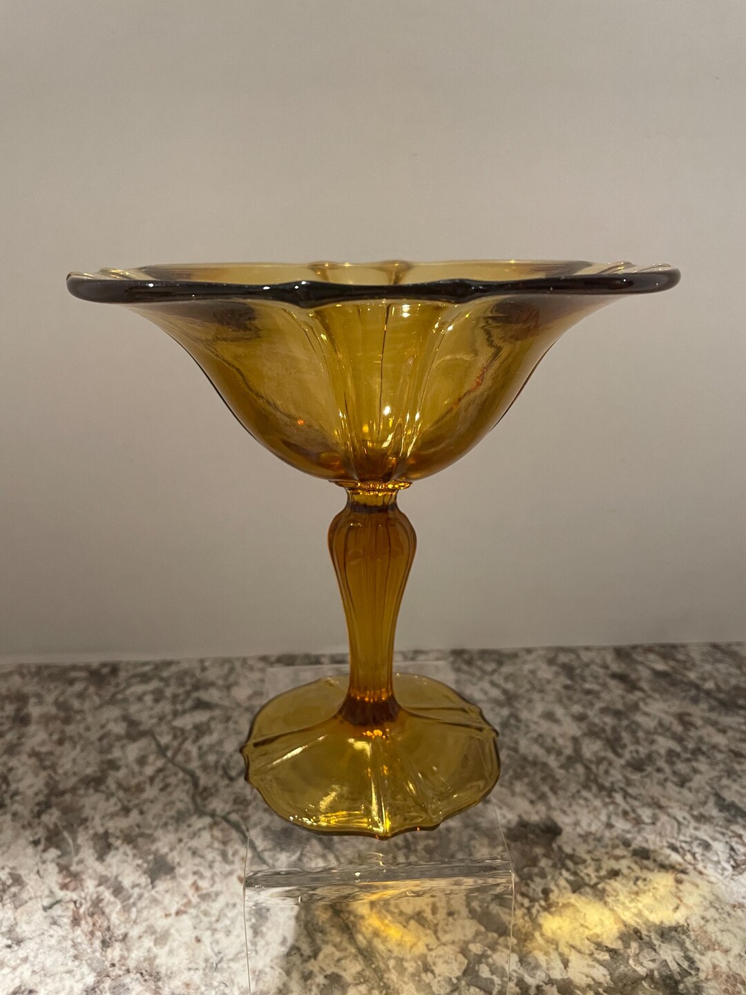 Vintage Glass Amber Candy Dish - Etsy