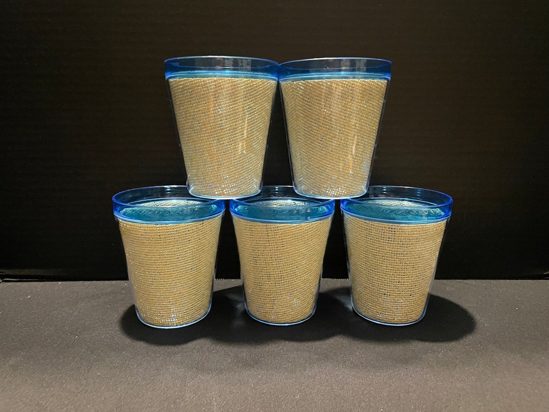 Set of 5 Plastic Raffia Glasses - Etsy