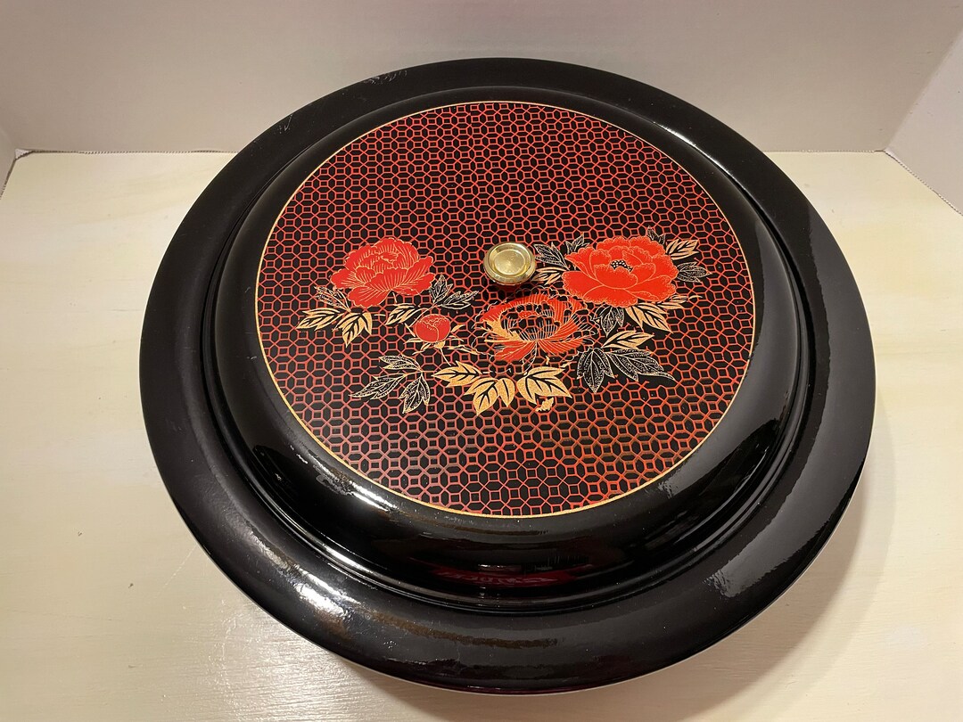 Vintage Black Plastic Lacquer Party Platter - Etsy