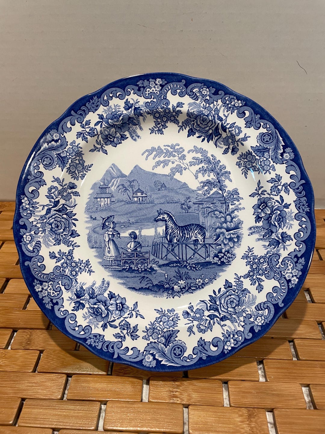 Vintage Spode Plate “the Zebra Pen” - Spode Blue Room Collection - Etsy