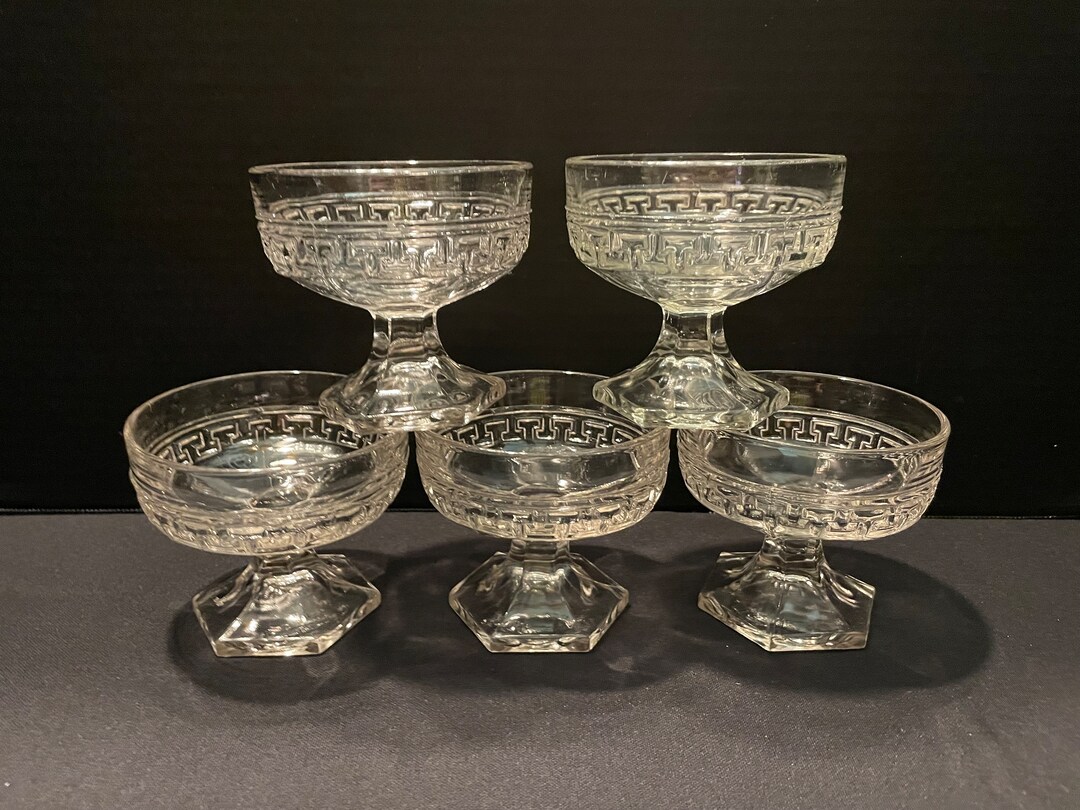 Vintage Heisey Greek Key Sherbert Glasses - Etsy