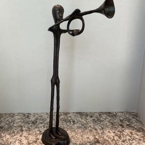 Vintage Cast Iron Trumpeter Statue - Etsy