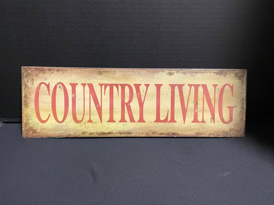 Vintage Metal country Living Sign - Etsy