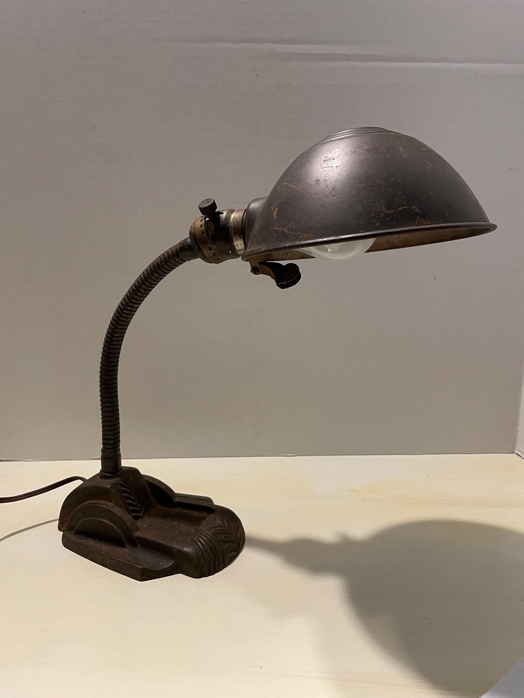 Vintage Cast Iron Goose Neck Desk/table Lamp - Etsy