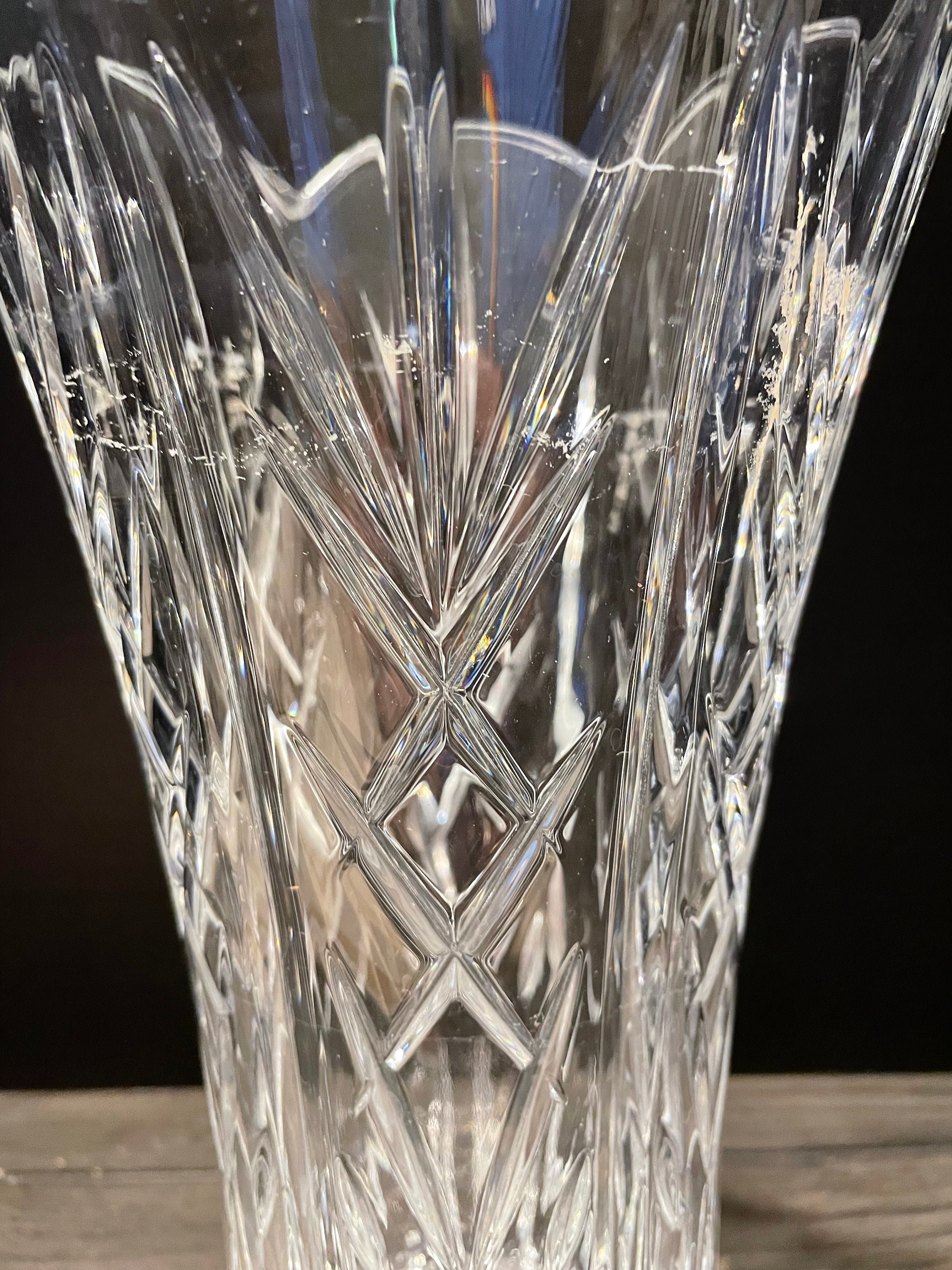 Vintage 24% Lead Crystal Vase - Etsy