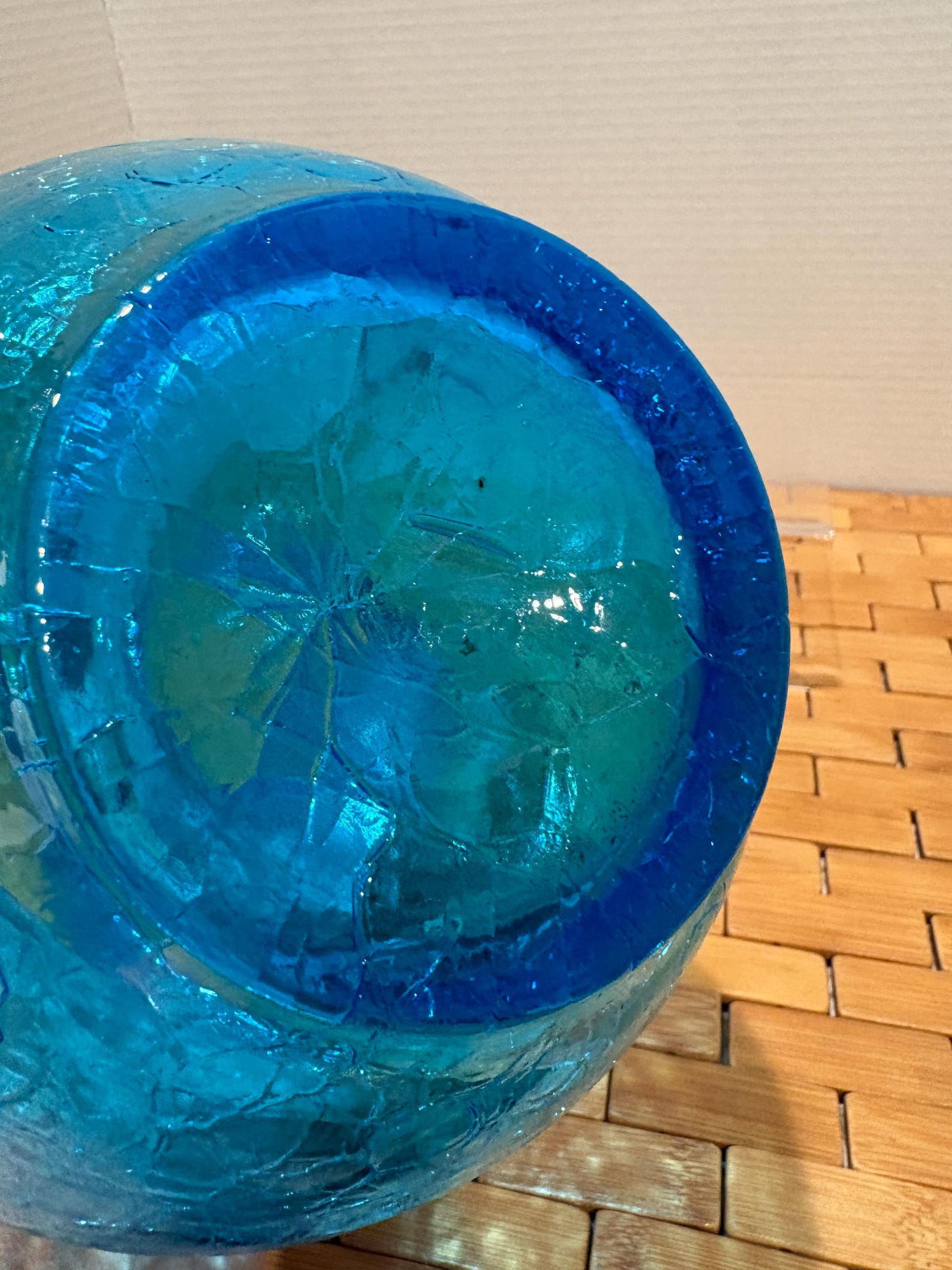 Vintage Bischoff Blenko-style Blue Crackle Glass Pitcher - Etsy