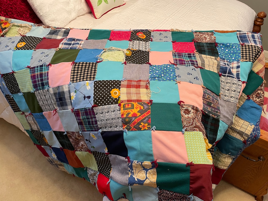 Vintage Handmade Patchwork Quilt - Etsy