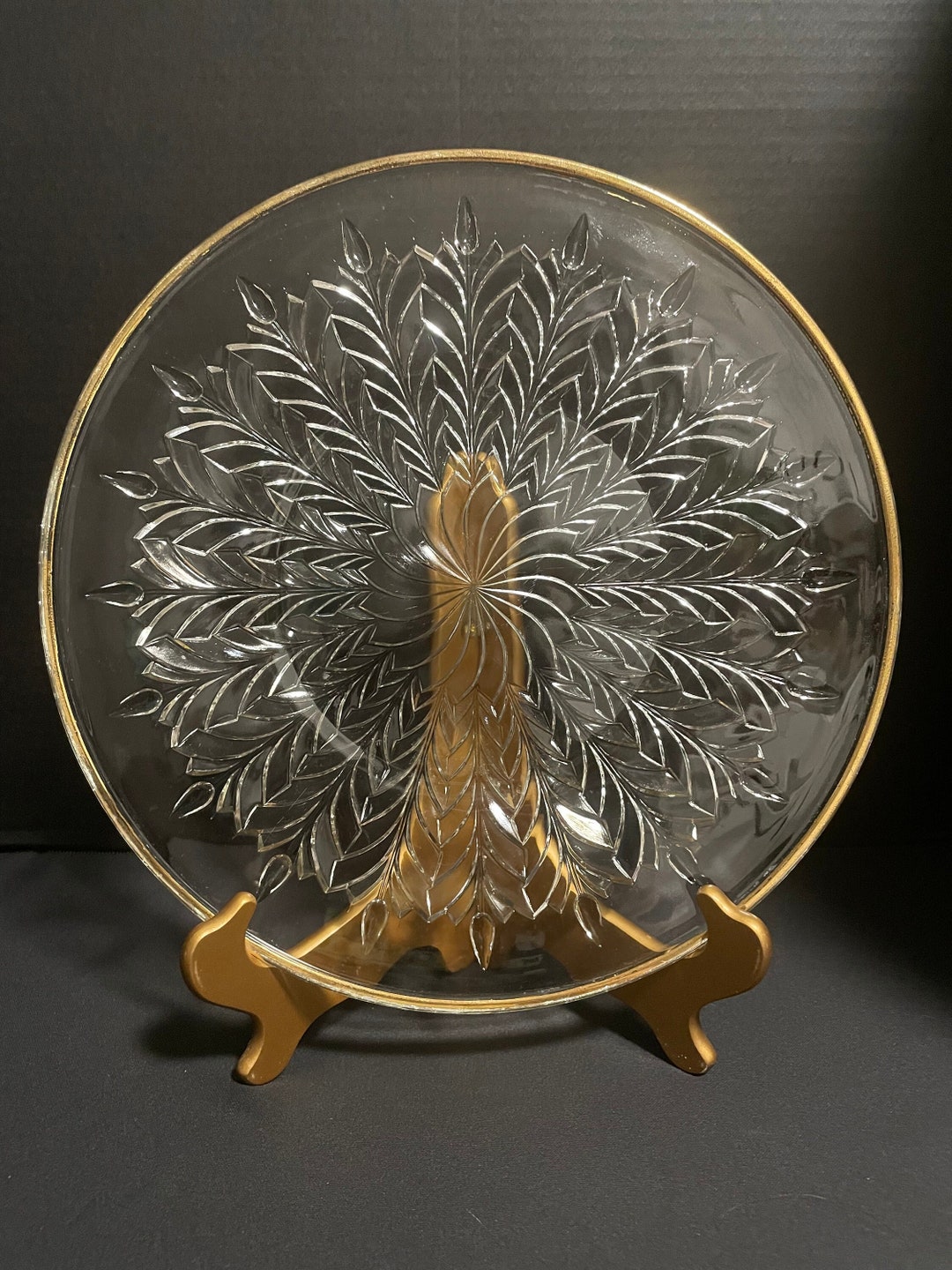 Vintage Large Clear Glass Platter - Etsy