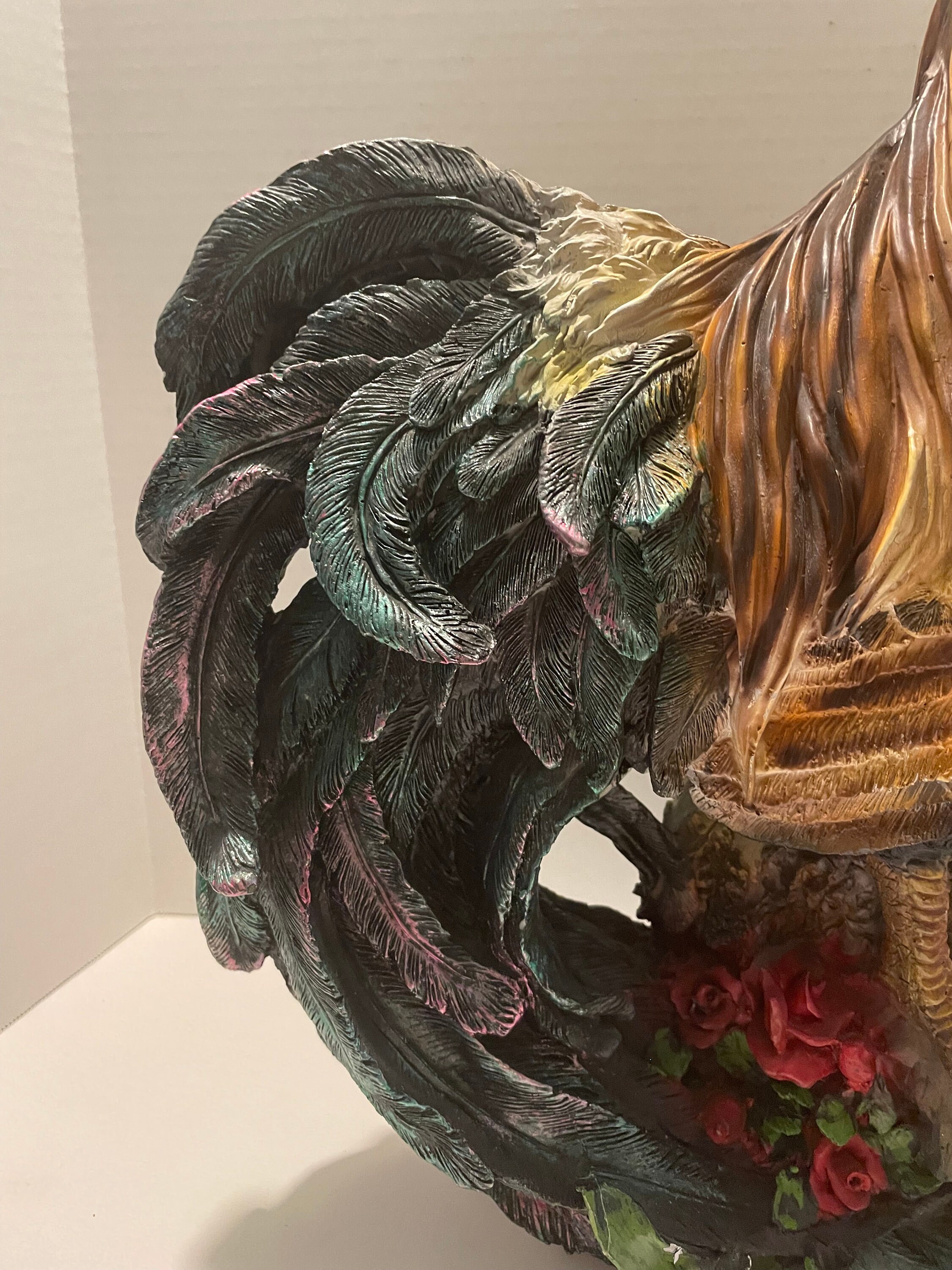 Vintage Massive Resin Rooster Statue - Etsy