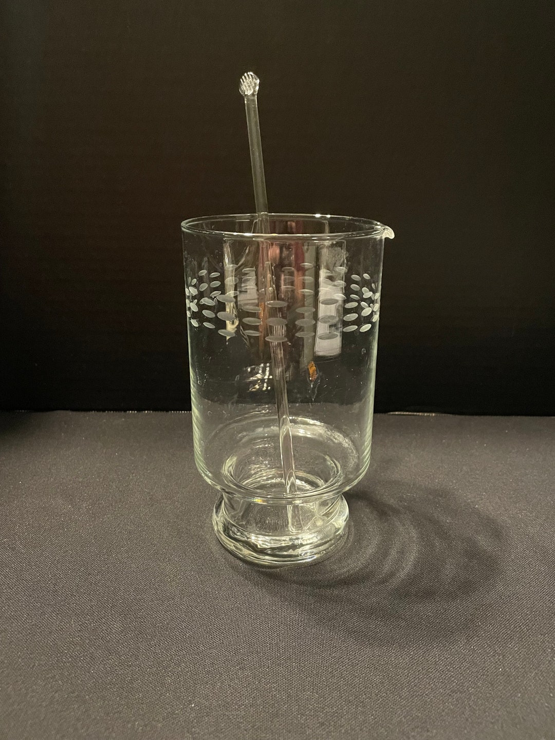 Vintage Etched Crystal Martini Pitcher With Glass Stir Stick - Etsy