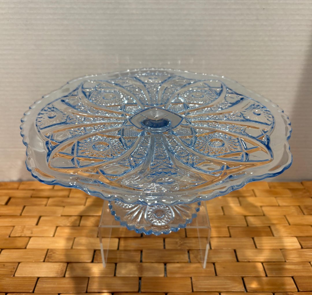 Vintage Imperial Blue Depression Glass Pedestal Cake Stand - Etsy