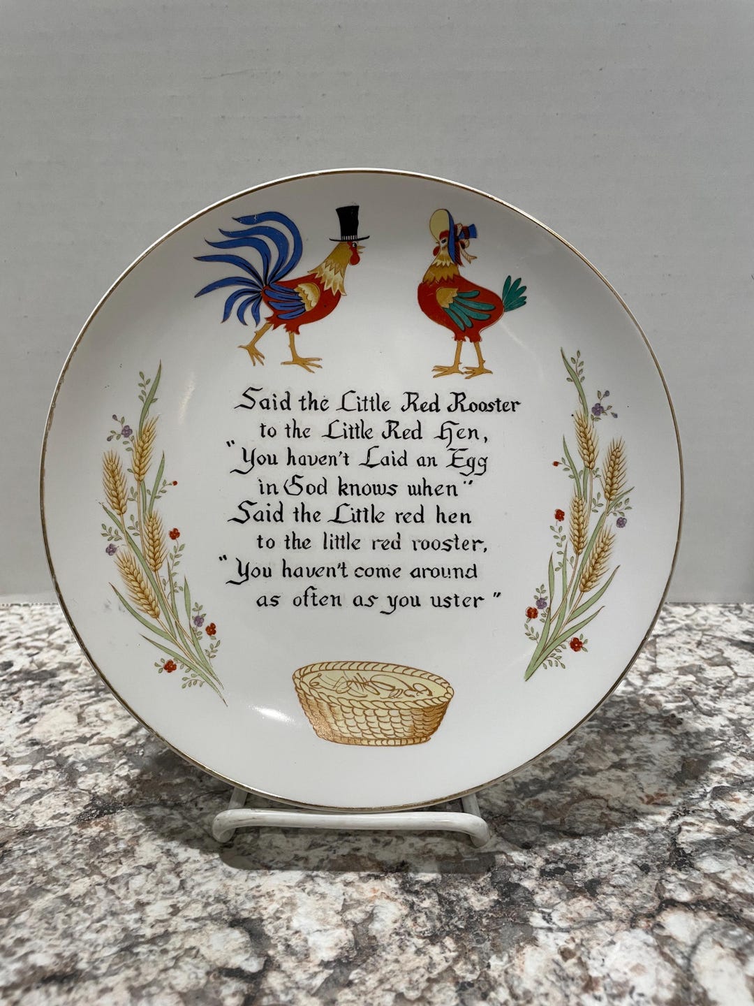 Vintage Little Red Rooster &hen Plate - Etsy