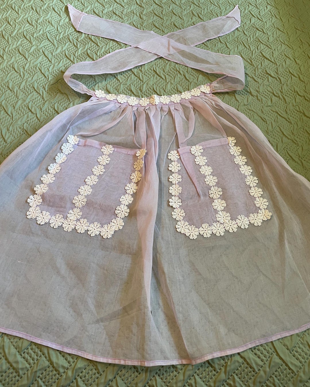 Vintage Sheet Purple Apron With Flower Trim - Etsy