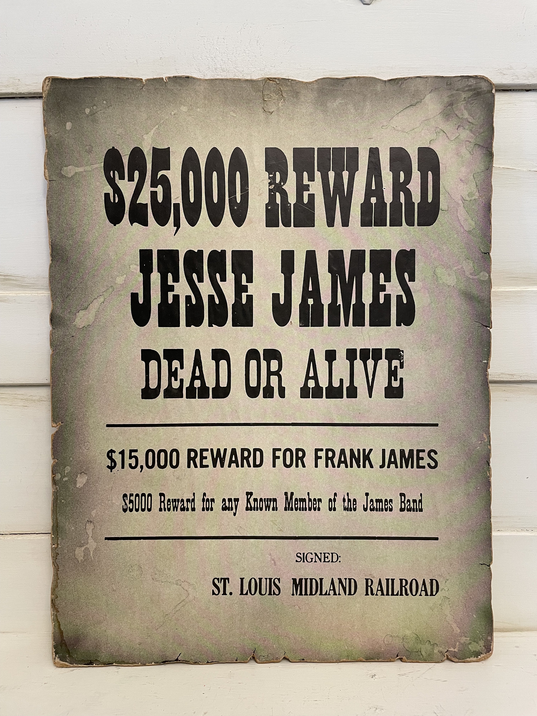 Jesse James Wanted Poster Original JESSE JAMES : Vintage Restored