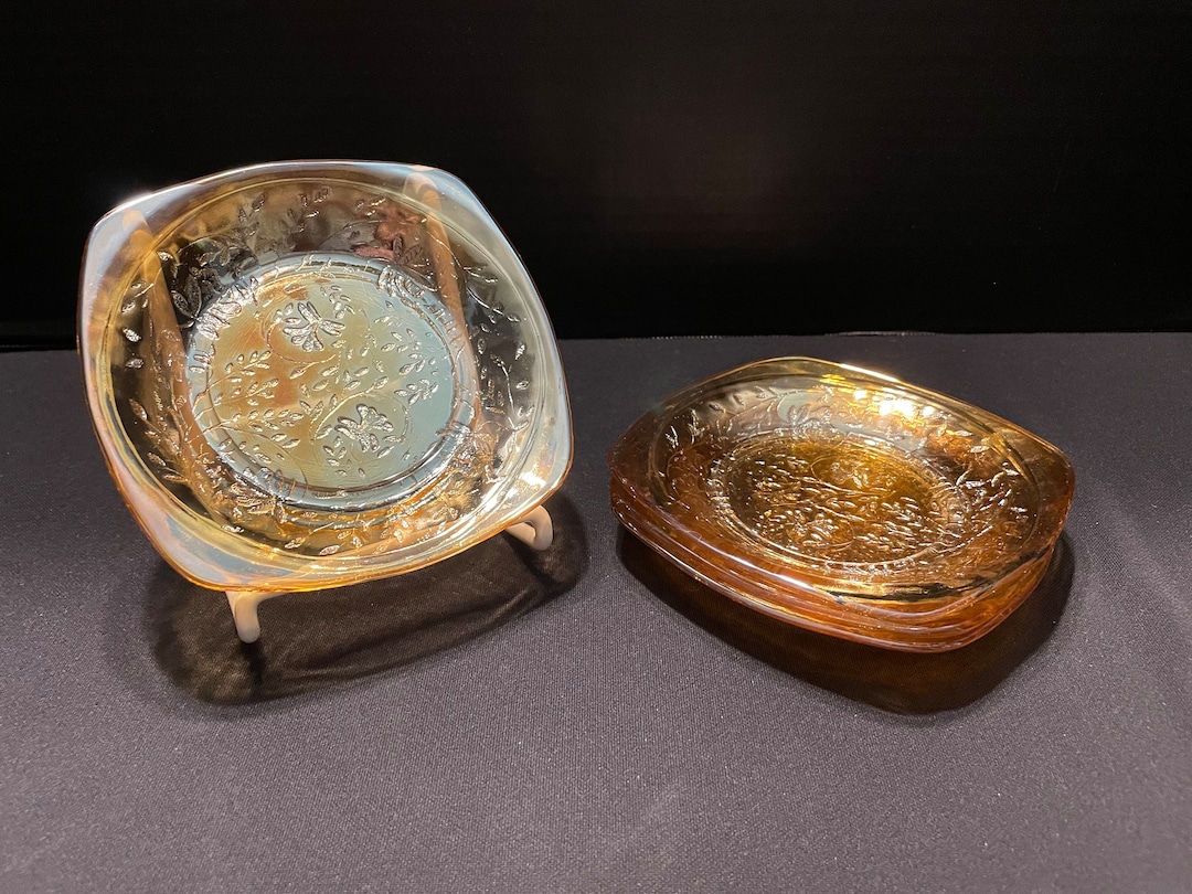 Vintage Floragold Louisa Glass Saucers - Etsy