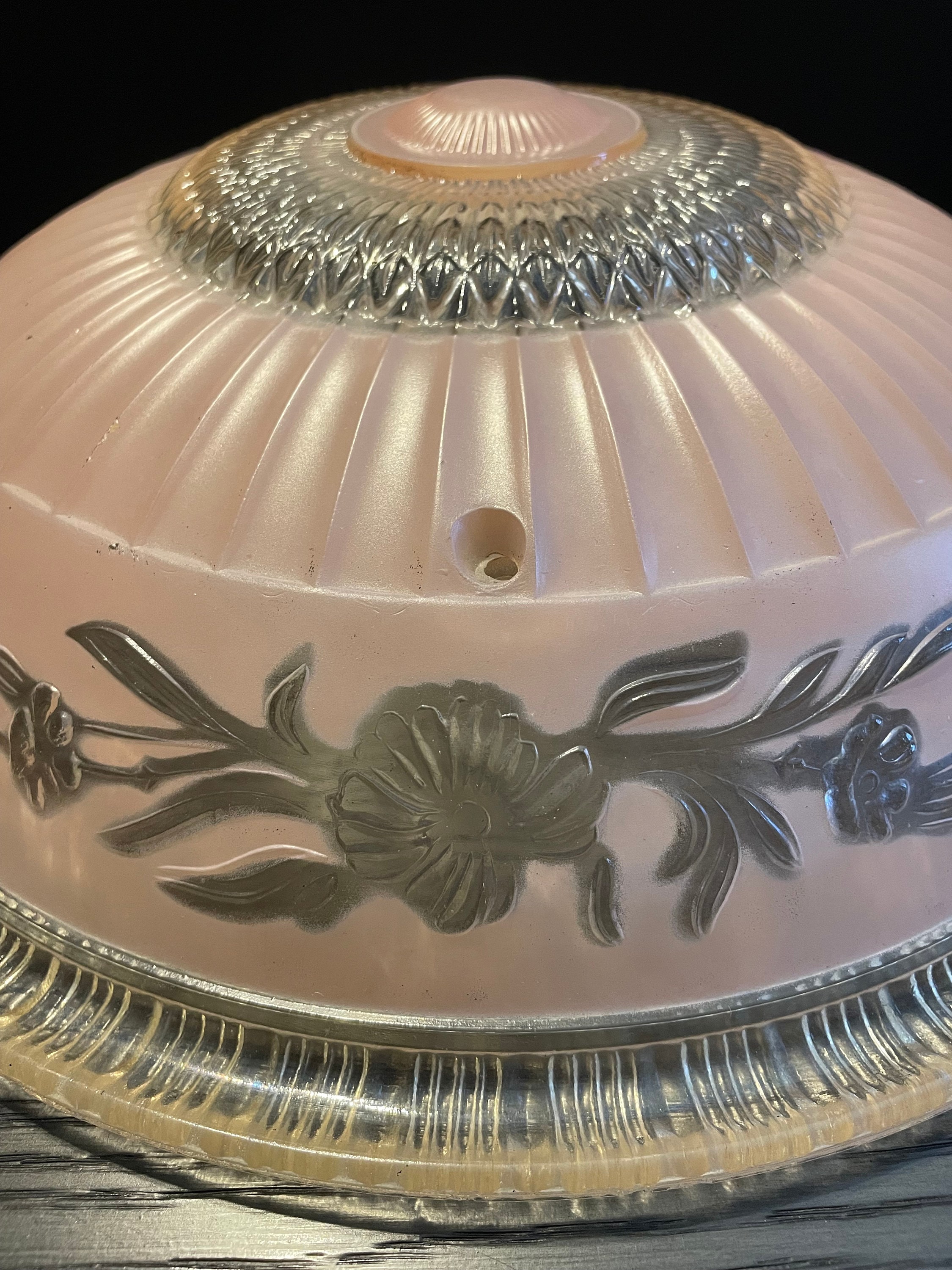 1930's Pink Depression Glass Ceiling Light Cover - Etsy