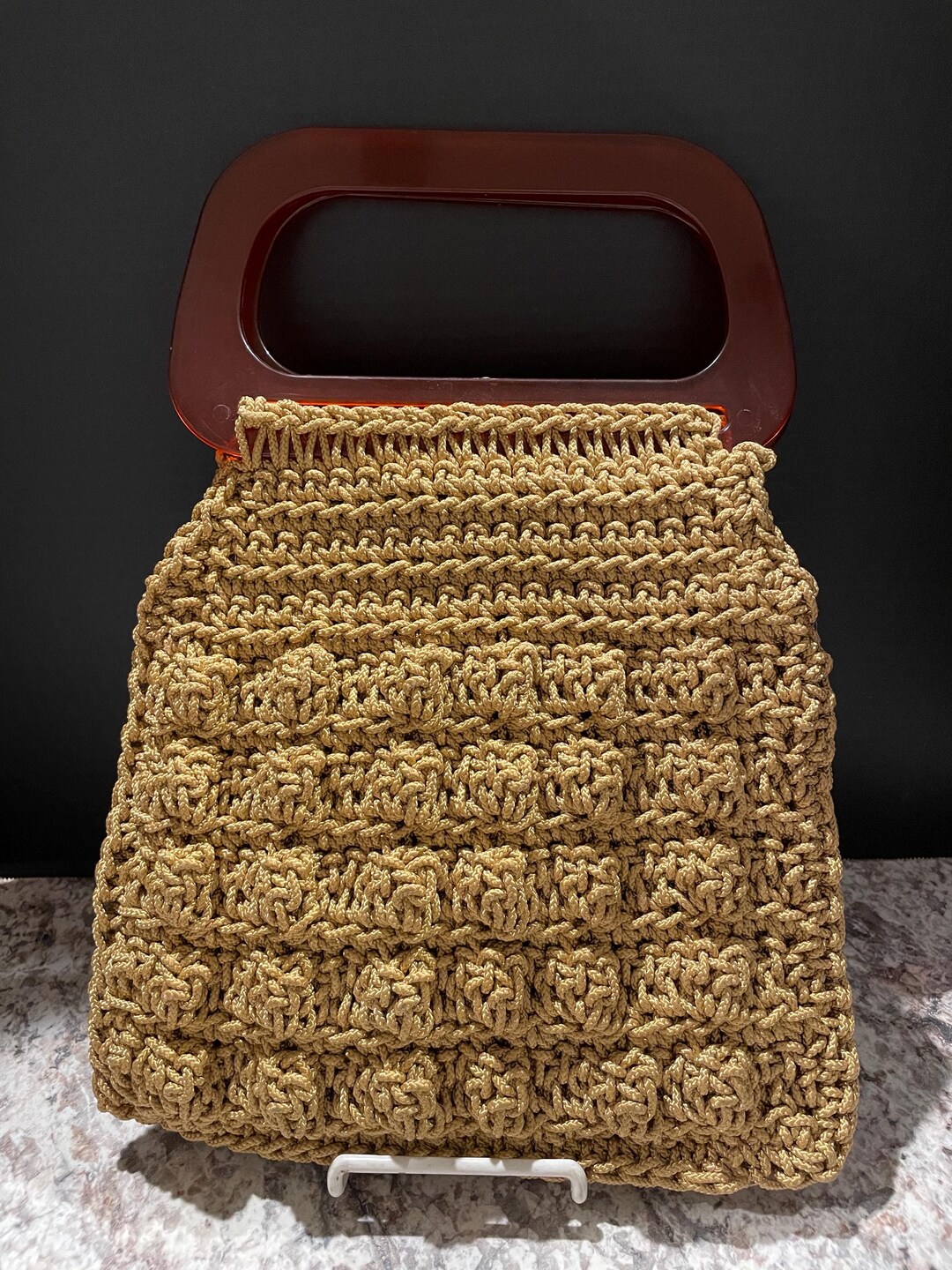 Vintage Woven Purse With Lucite Handles - Etsy