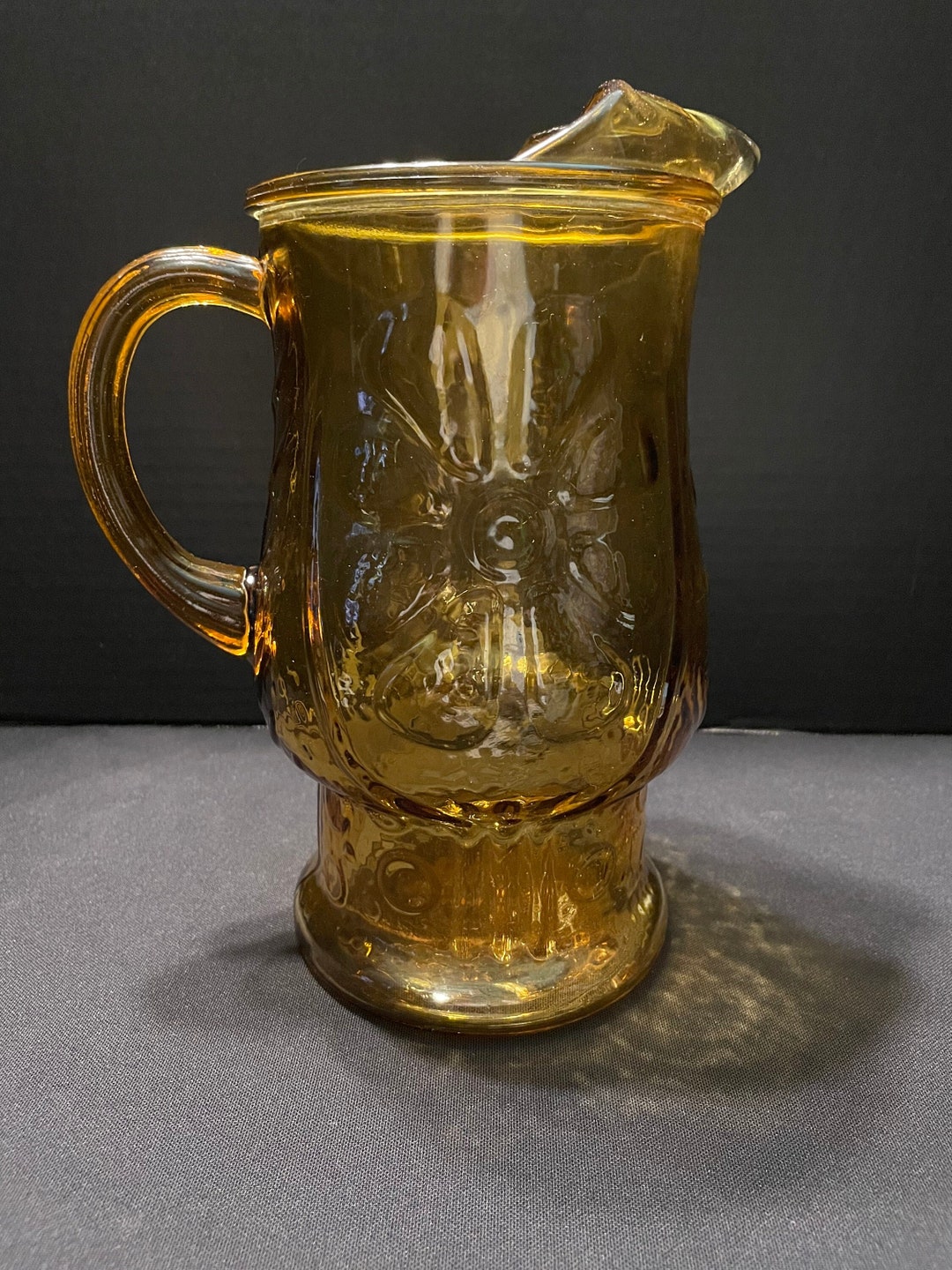 Vintage Anchor Hocking Amber Glass Pitcher - Etsy