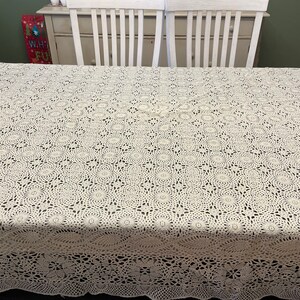 Vintage Vinyl "crocheted" Pattern Tablecloth - Etsy