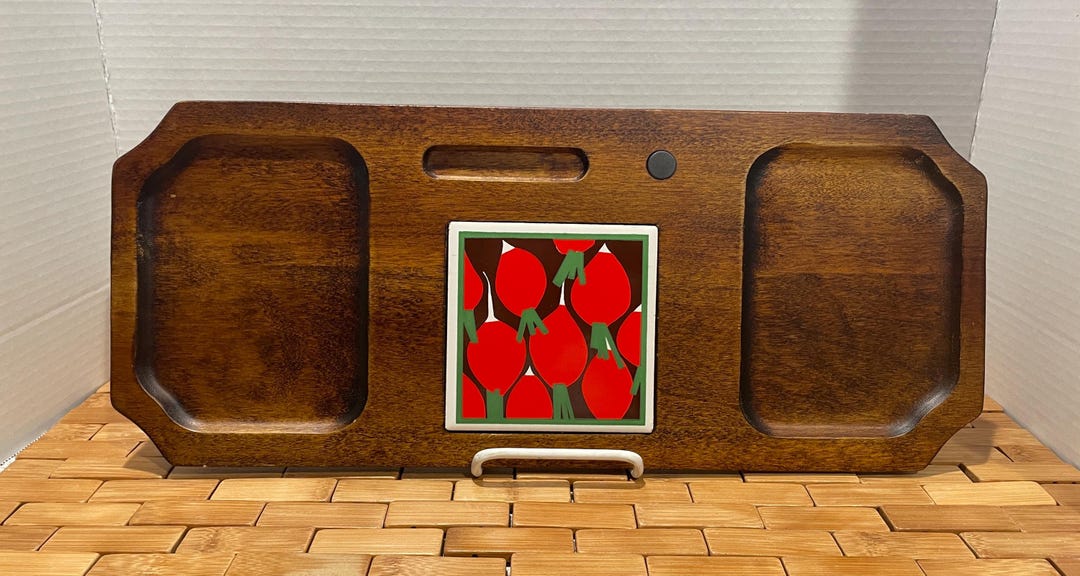1970’s Wood Radish Tile Meat and Cheese Tray - Etsy