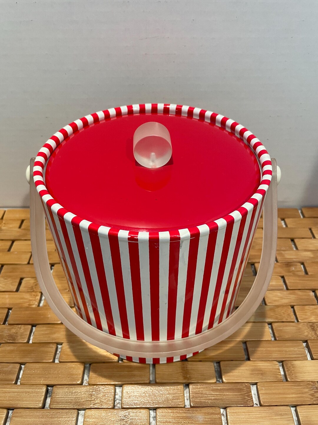 Vintage Prisma Red & White Striped Ice Bucket - Etsy