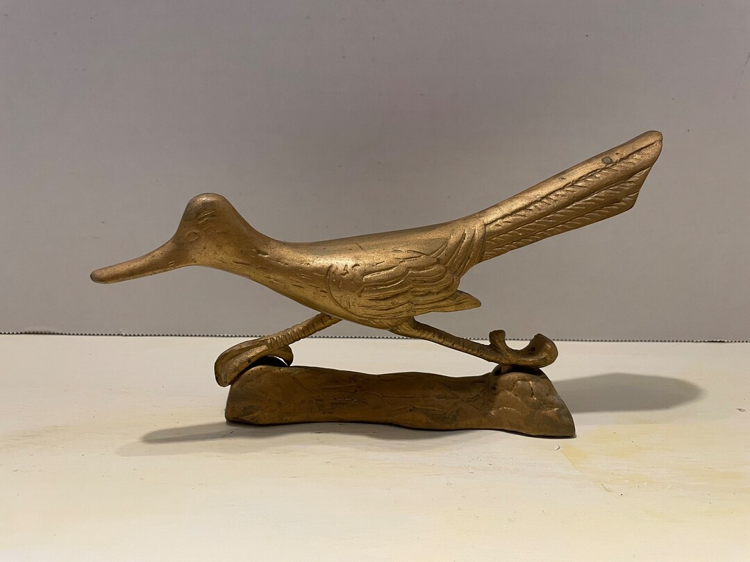 Vintage Solid Brass Road Runner Figurine - Etsy