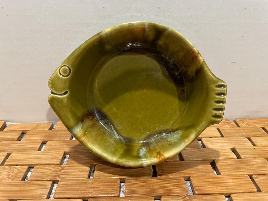 1970’s Olive Green Oven Proof Fish Bowl - Etsy