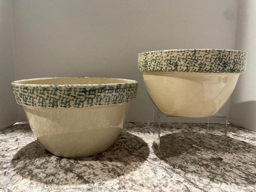Vintage Set of Ceramic Sponge Painted Bowls - Etsy