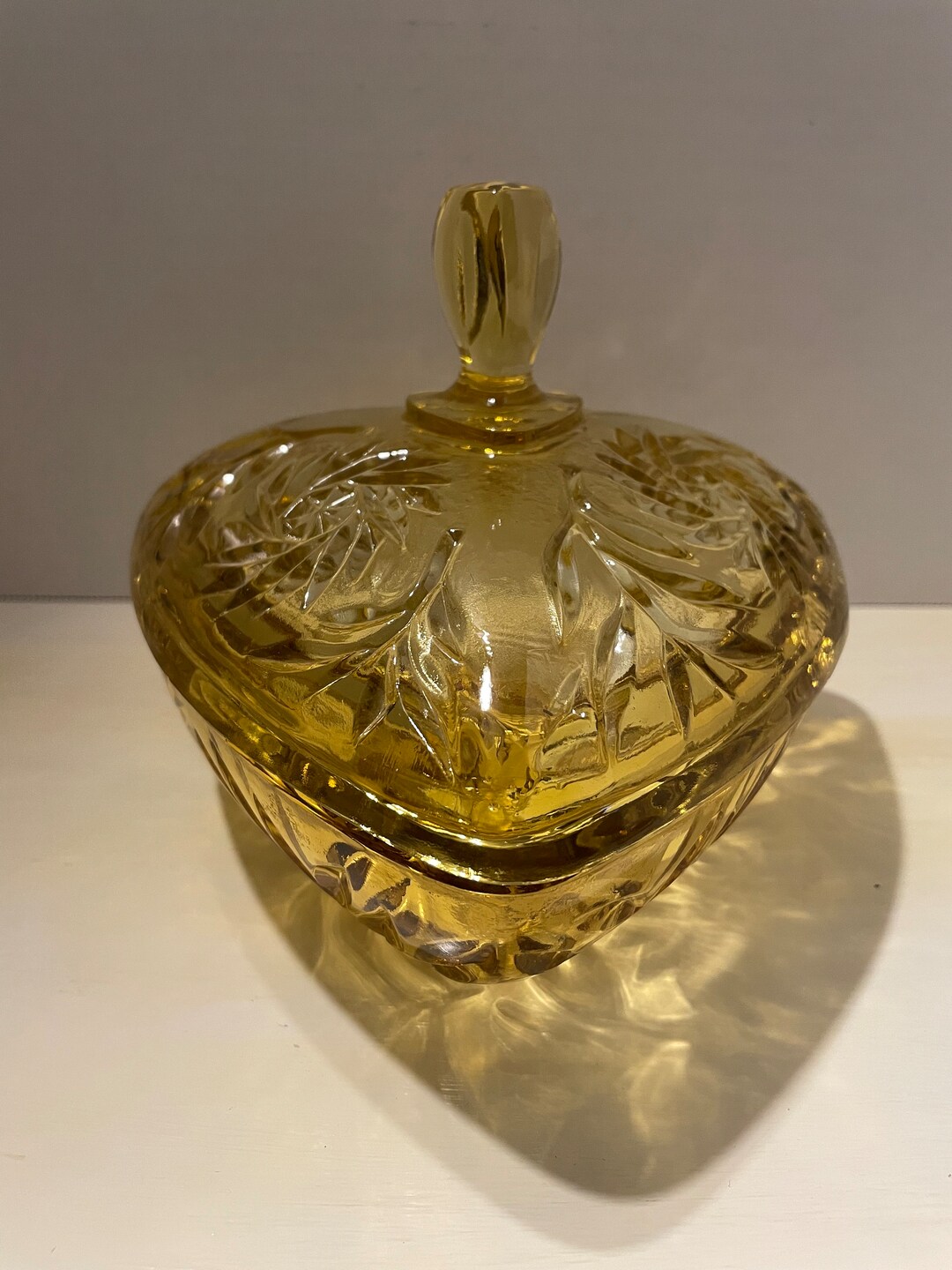 1940’s Early Patterned Triangle Amber Glass Candy Dish - Etsy