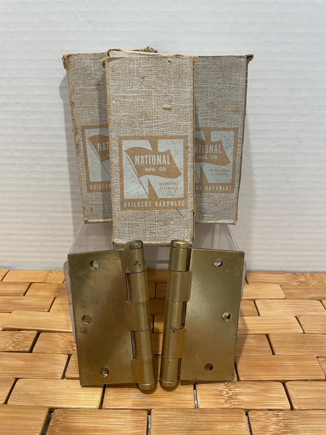 Vintage National Mfg. Co. Dull Brass Hinges - Etsy