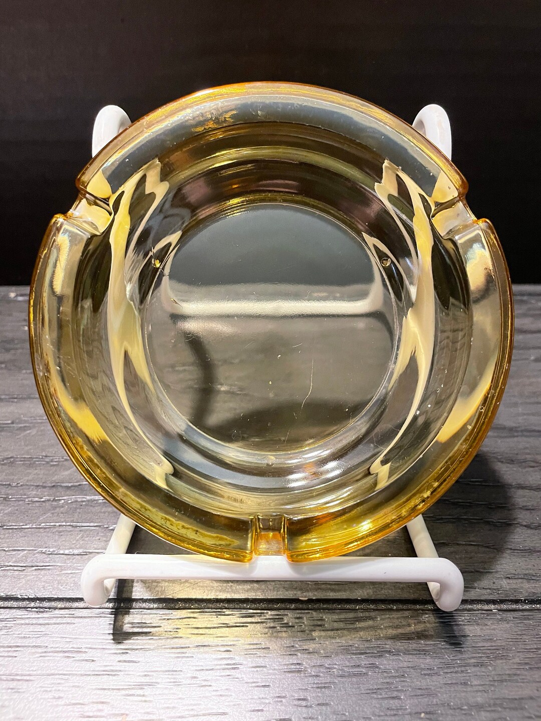 Vintage Amber Glass Ashtray - Etsy