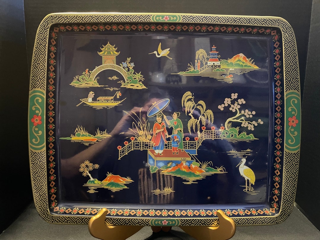 Vintage Daher Decorated Ware Asian Tray - Etsy