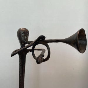 Vintage Cast Iron Trumpeter Statue - Etsy