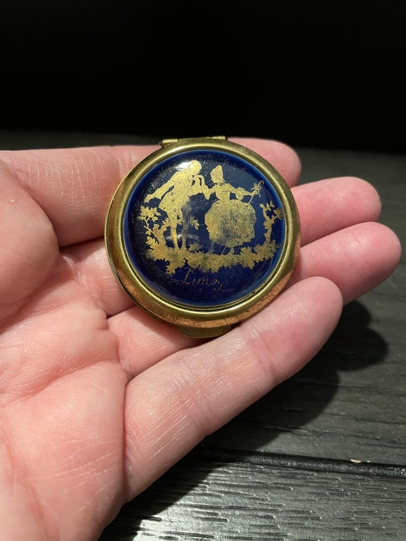 Vintage Limoges Brass Pill Box - Etsy