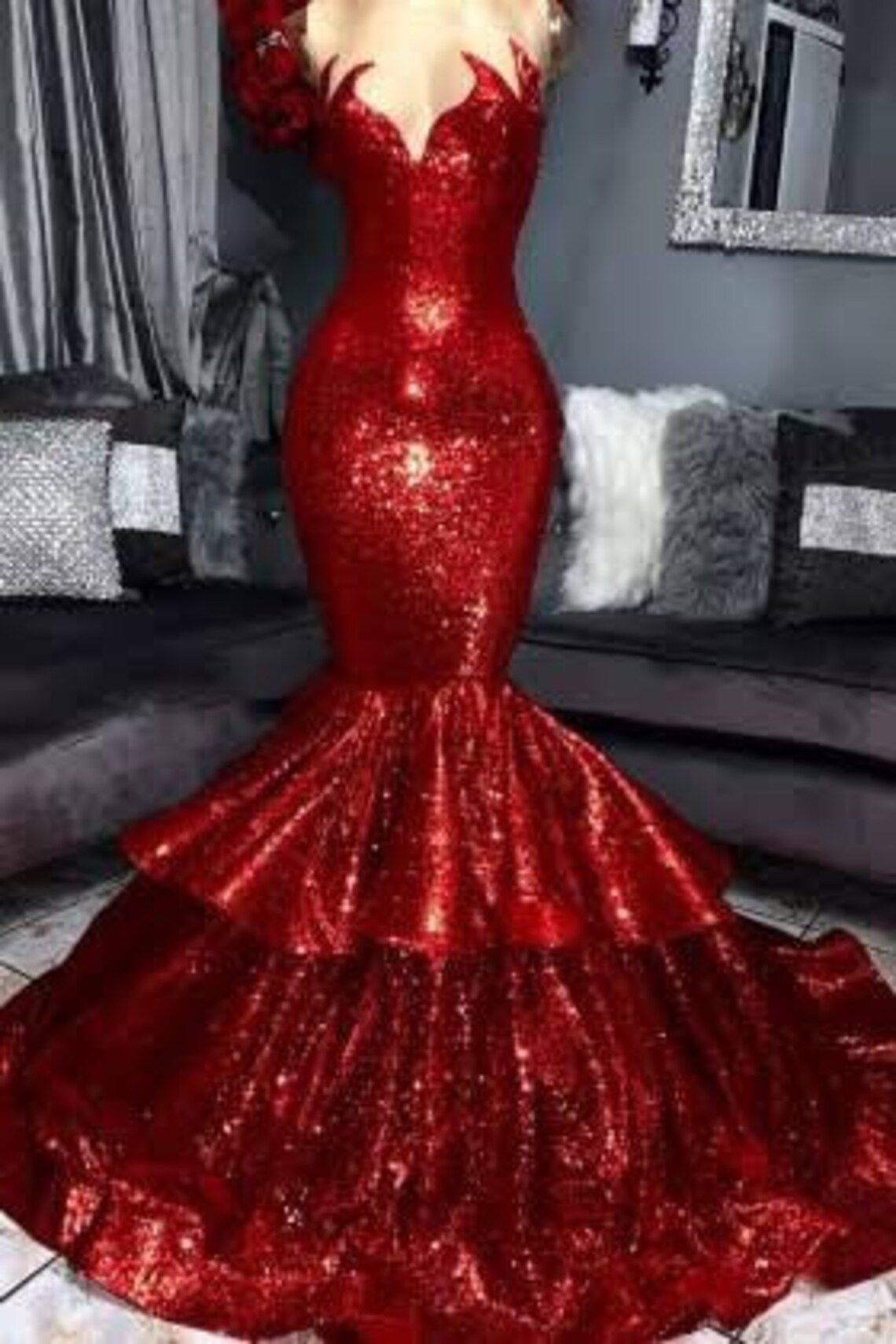 Red Hot Dress, Long Party Dress, Wedding Reception Dress, Birthday ...