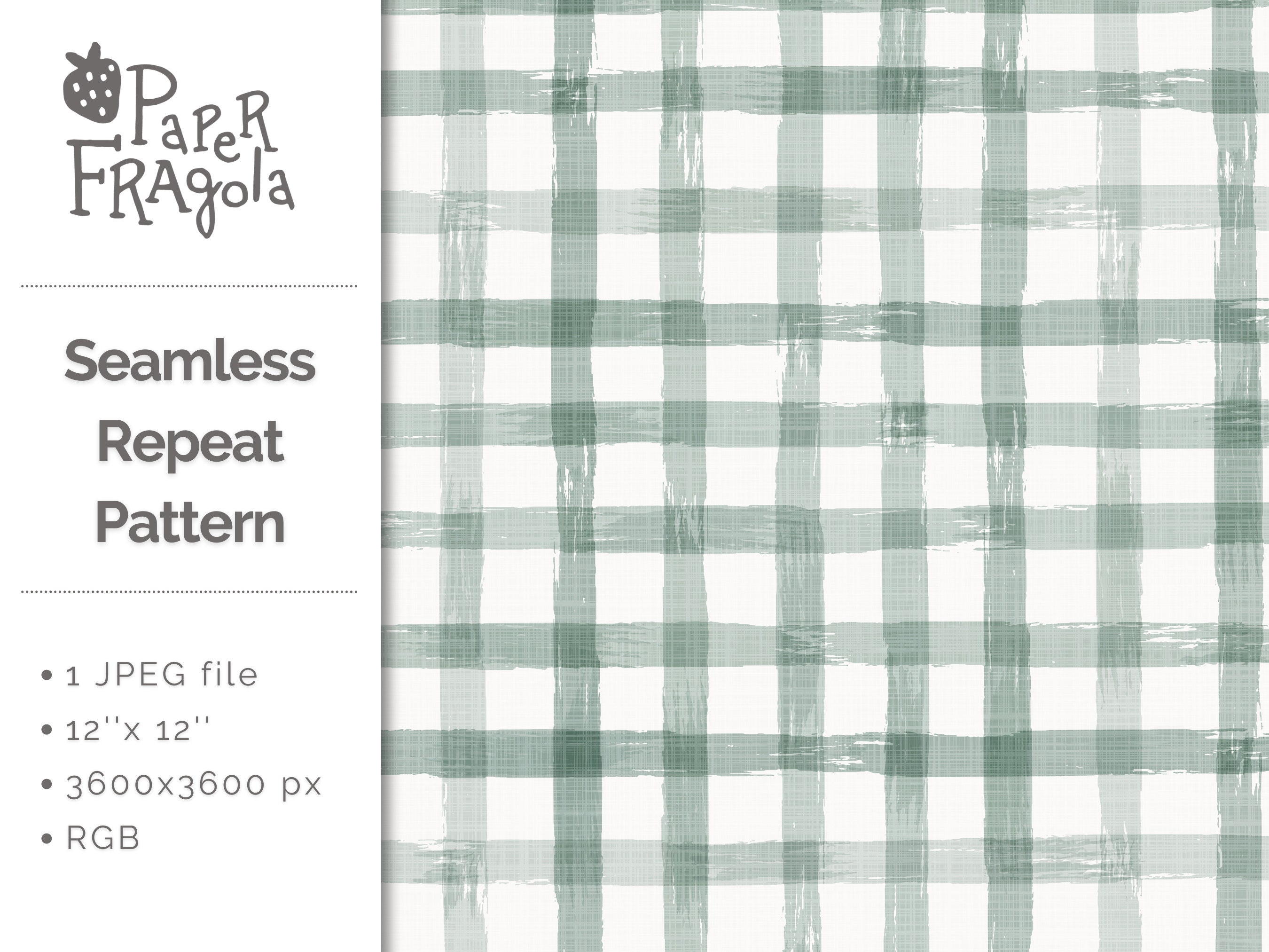 Watercolor Sage Green Gingham Seamless Repeat Pattern Farmhouse Plaid ...