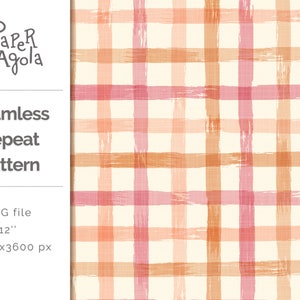 Watercolor Autumn Gingham Seamless Repeat Pattern Pink - Etsy