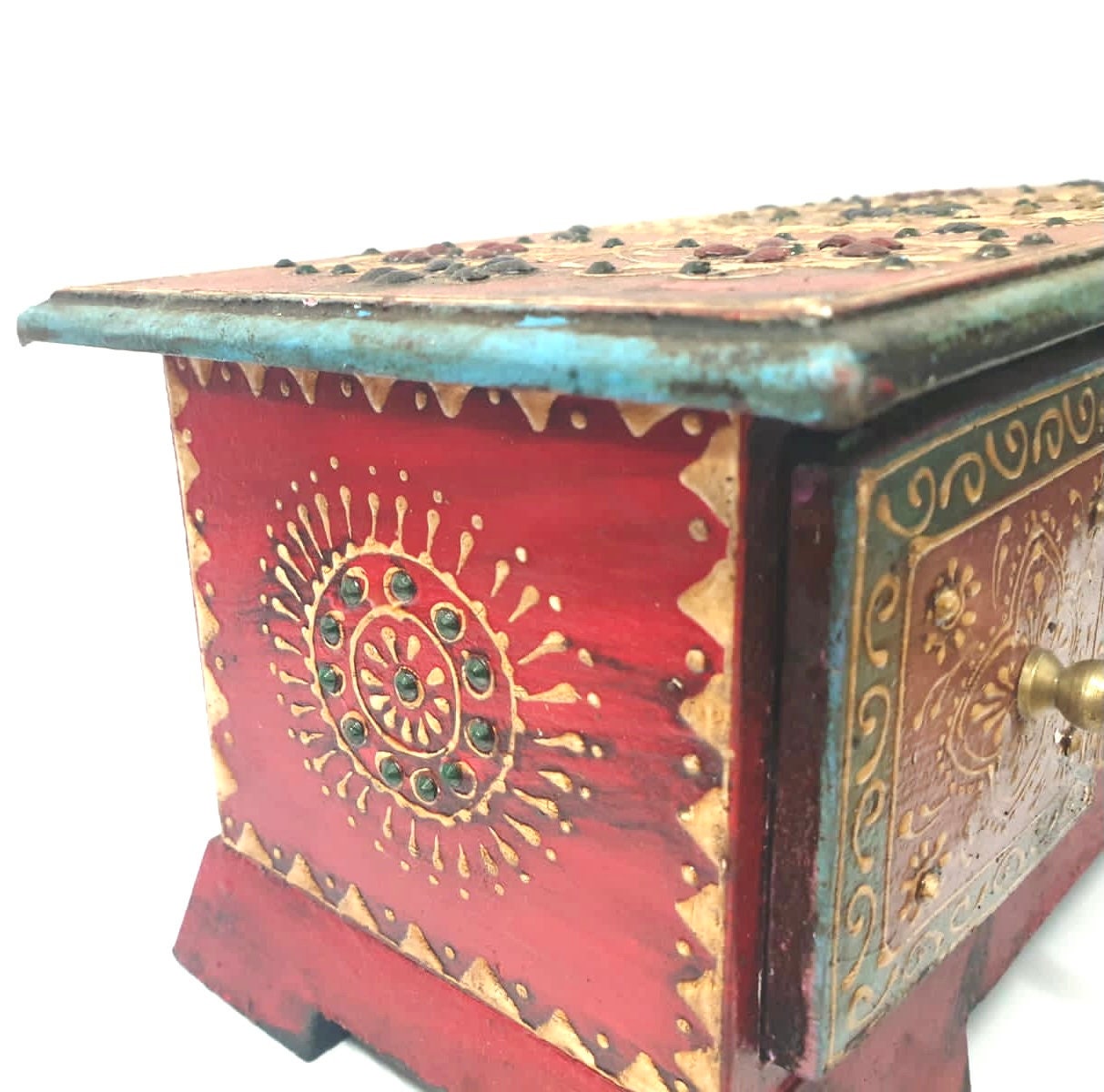 Indian Wooden Bohemian Box Jewellery 3 Chest Drawers Storage - Etsy UK