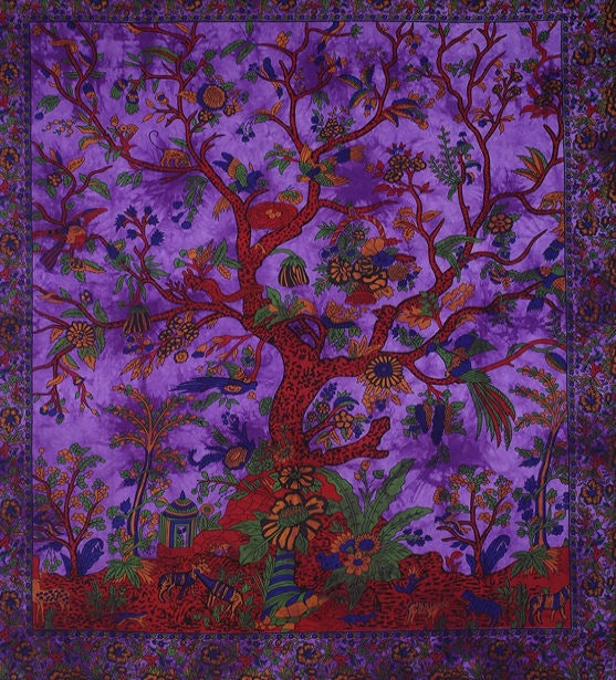 Tapestry Purple Tree of Life Wall Hanging Psychedelic Indian - Etsy UK