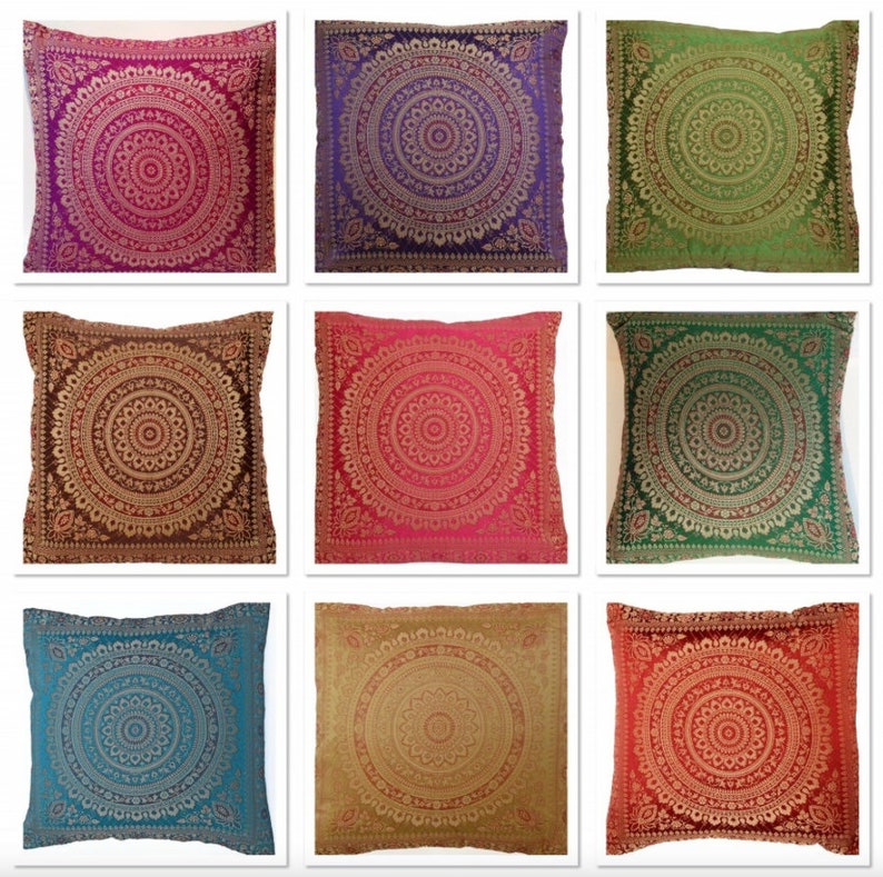 40 X 40 Cm Bohemian Indian Mandala Cushion Cover Banarasi Art - Etsy UK