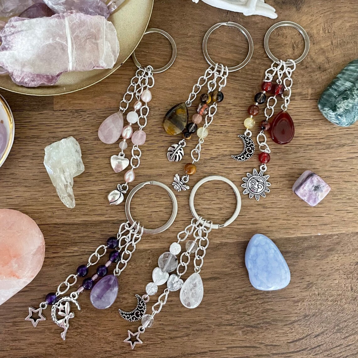 Small Crystal Teardrop Handmade Keyrings 5 Options to Choose - Etsy UK
