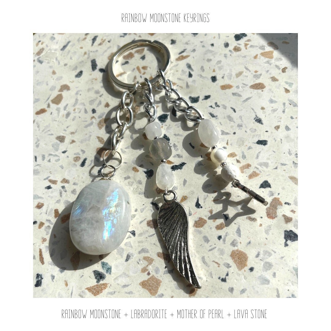 Rainbow Moonstone Keyring Made With Rainbow Moonstone Labradorite ...
