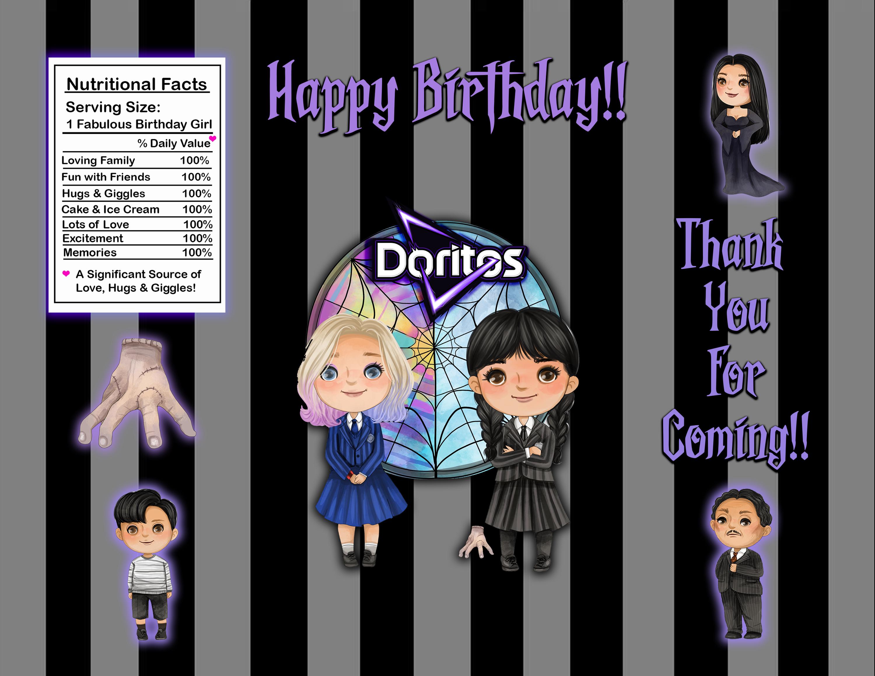 Wednesday Theme Party Favors Template Chip Bag Template Chip Bag ...