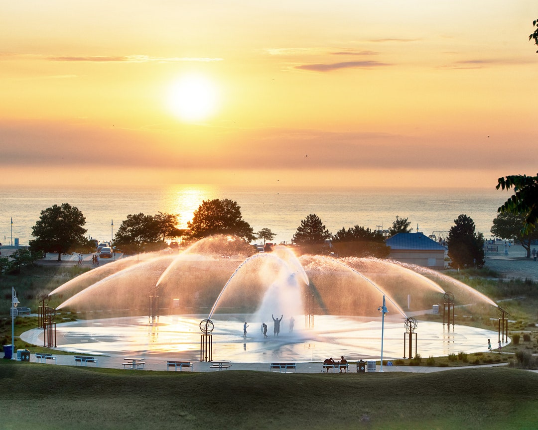 Silver Beach County Park Splash Pad at Sunset St. Joseph, Michigan ...