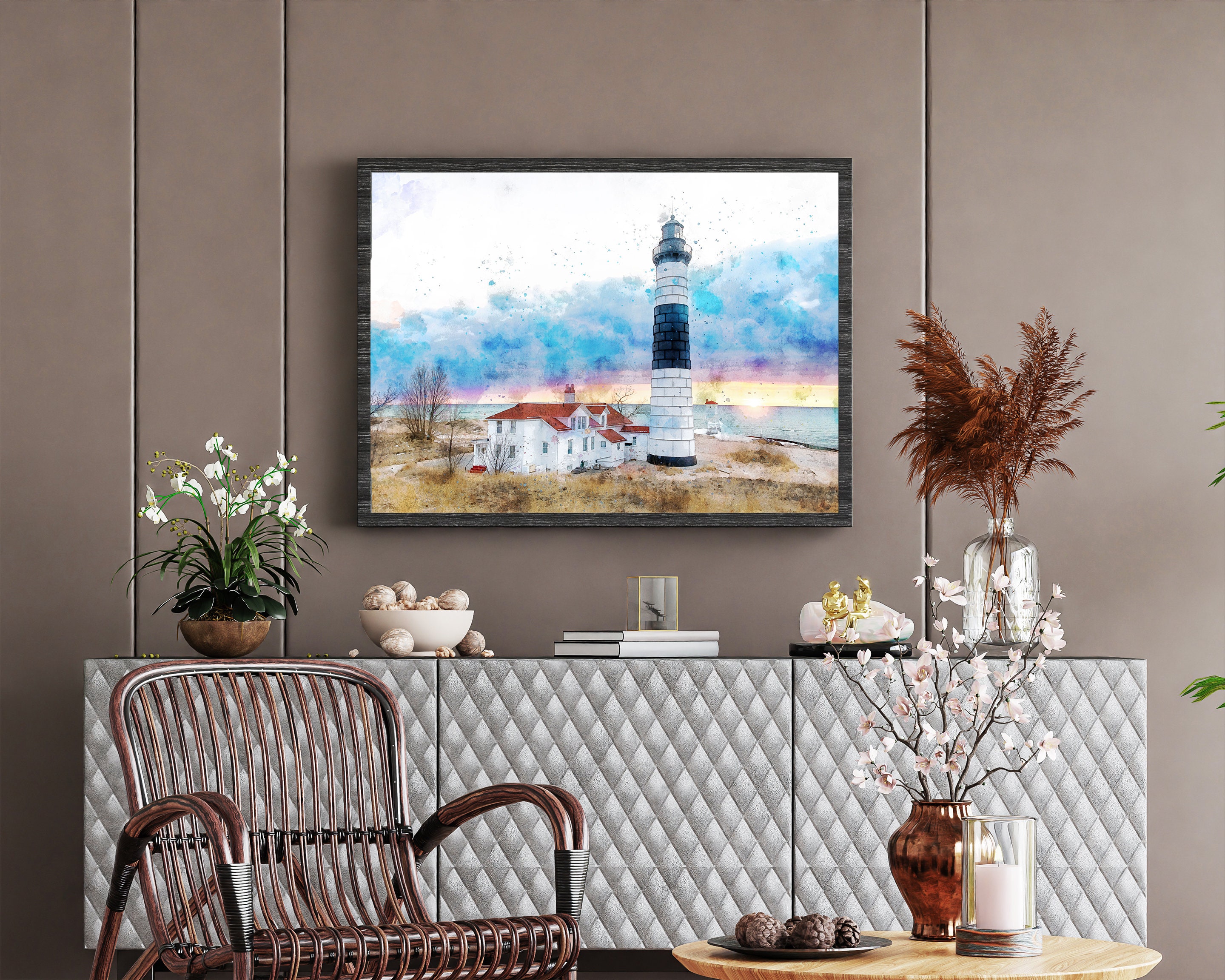 Big Sable Digital Watercolor Photo, Luddington, Michigan Lake Michgian ...