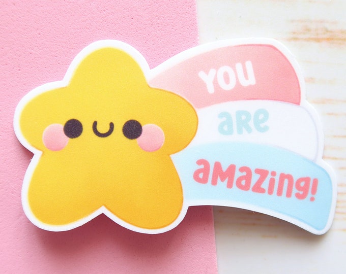 Cute Star Sticker, Kawaii Shooting Star Stickers, You Are Amazing Die ...