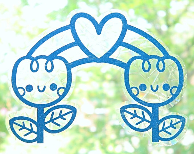 Cute Rainbow Window Decal, Kawaii Flower Window Cling, Heart Rainbow ...